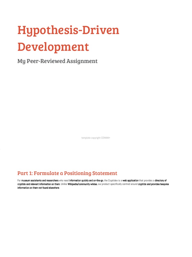 Hypothesis-Driven Development - Peer-Reviewed Assignment #2 | PDF ...