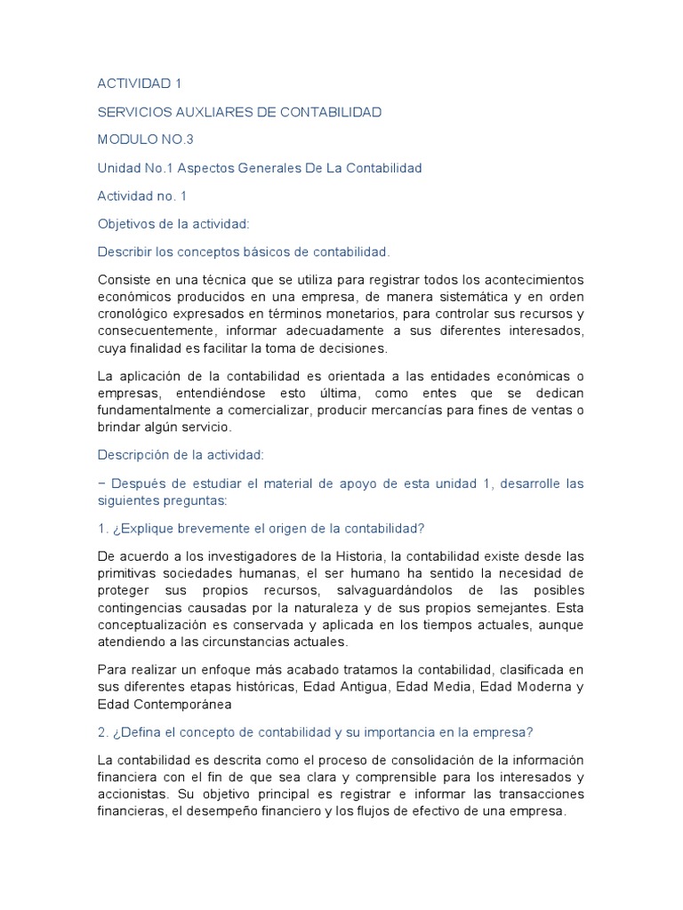 ACTIVIDAD 1 Modulo 3 | PDF | Contabilidad | Contador