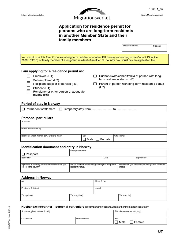 Application For Residence Permit For Persons Who ... - Migrationsverket | PDF | Citizenship ...
