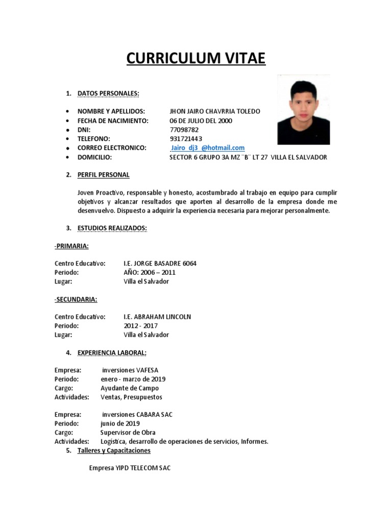 Curriculum Vitae Jhon Jairo | PDF