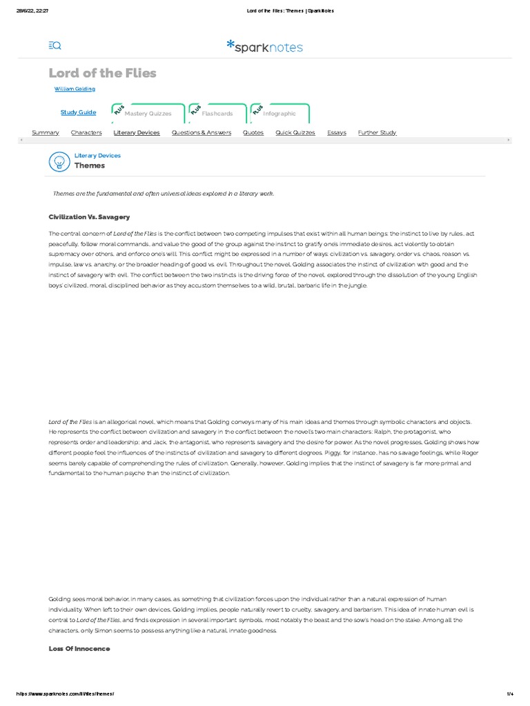 The Central Themes of Lord of the Flies: Civilization vs. Savagery ...