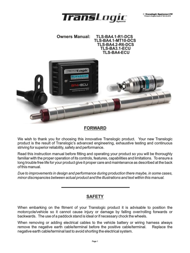 Translogic BA Blip Assist Manual Issue 07 | PDF | Throttle | Electrical ...