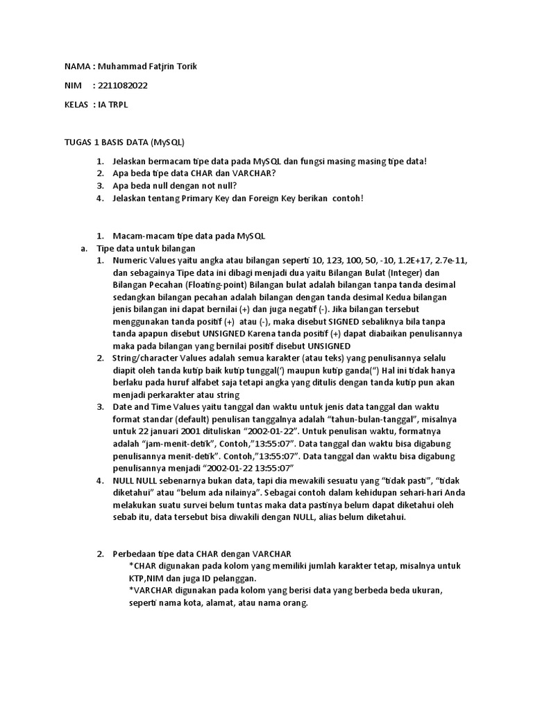Tugas 1 Mysql | PDF | Seni & Disiplin Bahasa