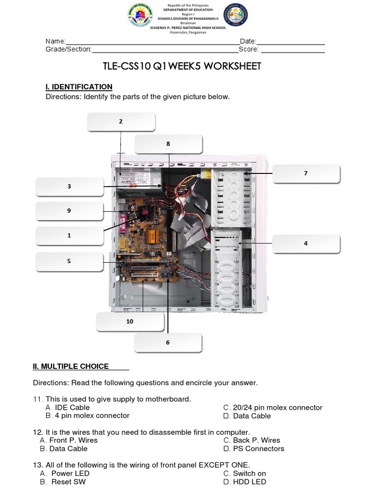 TLE-TE 10 - Q1 - W5 - Mod5 - ICT CSS Worksheet | PDF | Computer Data Storage | Computer Science