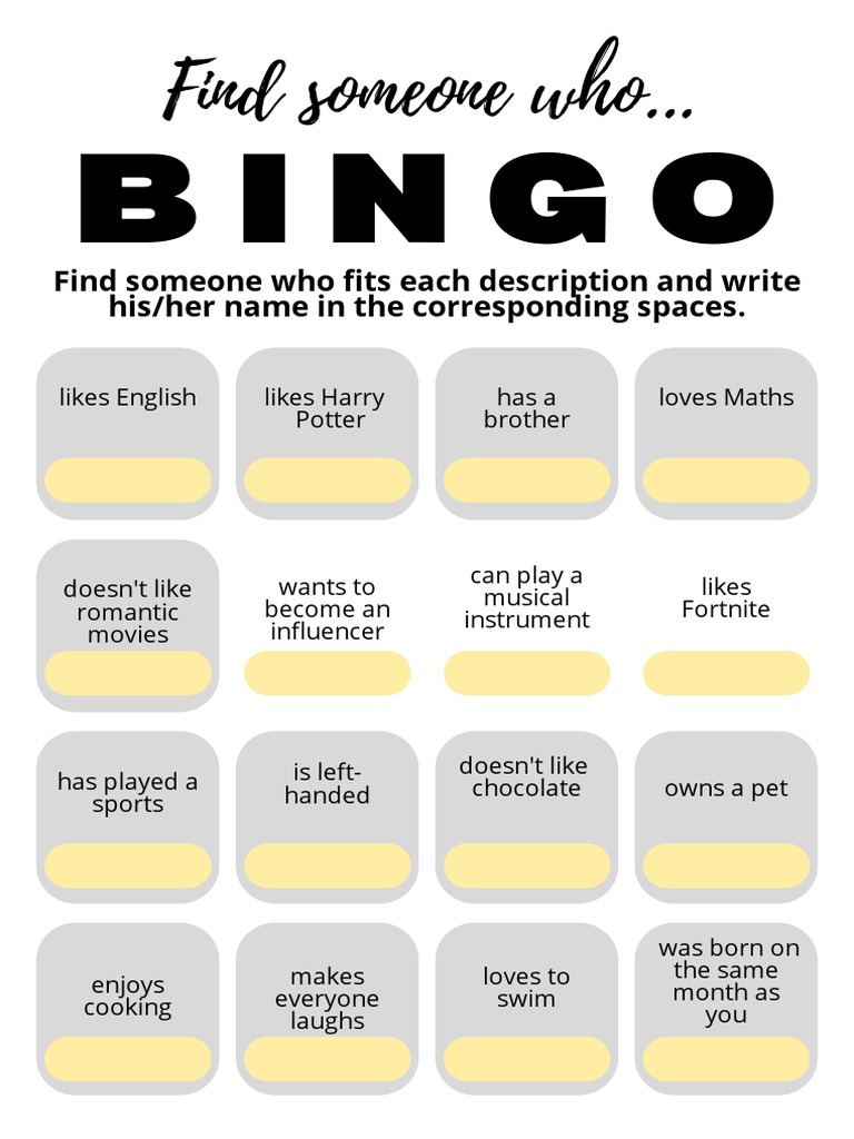 Getting To Know You Bingo Icebreaker Activity | PDF