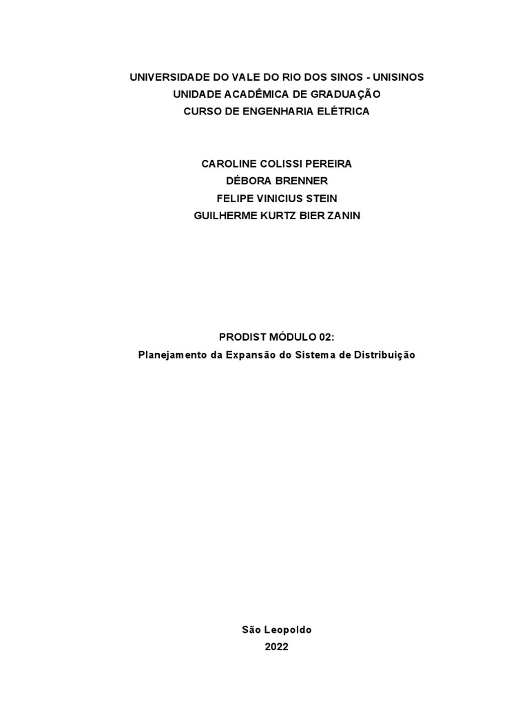 Grupo 01 - Módulo 02 Prodist | PDF | Sistema de energia elétrica ...
