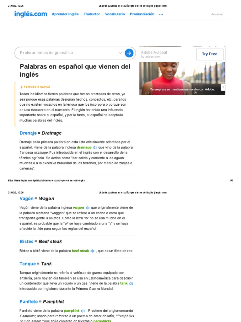 Lista De Palabras En Español Que Vienen Del Inglés Inglé Pdf Whisky Filete 