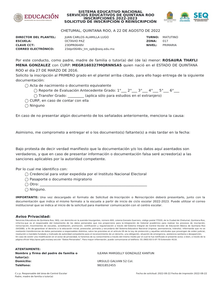 formato | PDF | Educación de la primera infancia | Quintana Roo