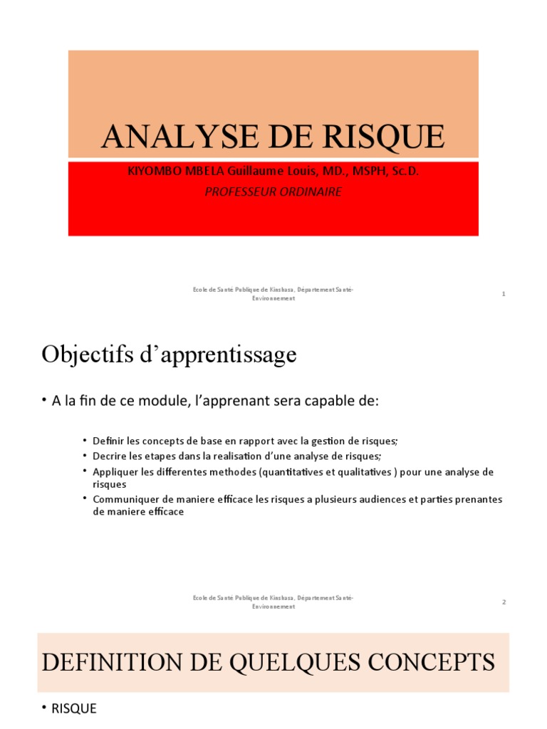 Module Analyse de Risques Sept 2020 | PDF | Risque | Environnement naturel