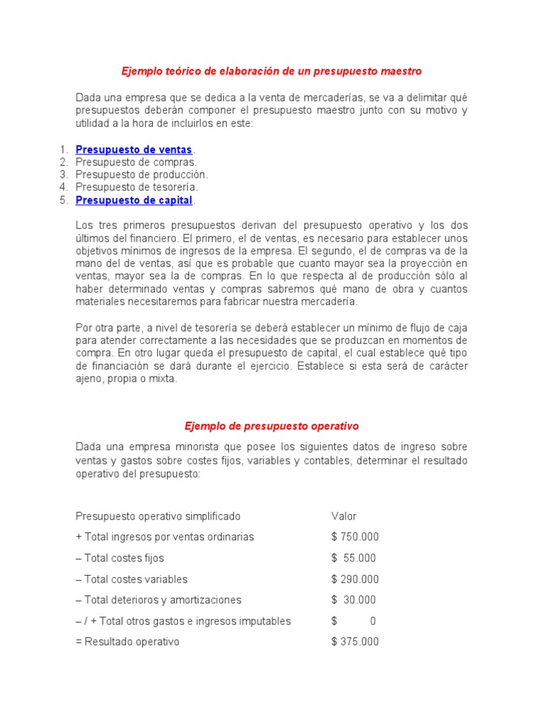 Ejemplos - Presupuesto | PDF | Finanzas y dinero | Derecho