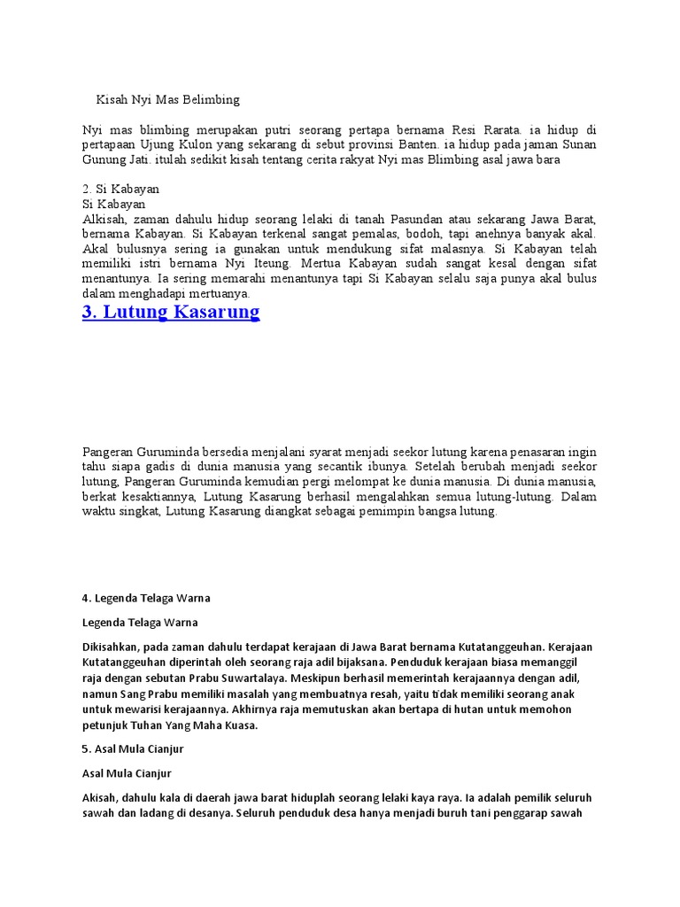 Kisah Nyi Mas Belimbing | PDF