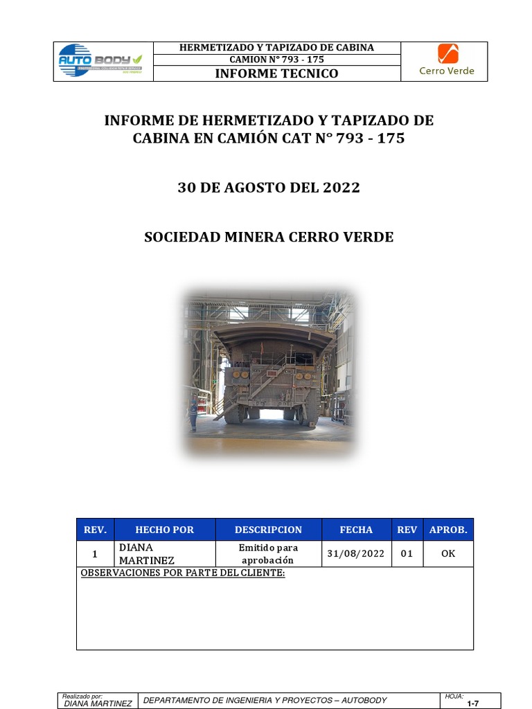 Hermetizado y Tapizado Camión CAT 793 | PDF