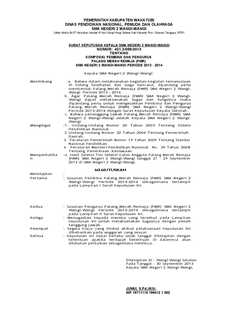Contoh SK PMR | PDF