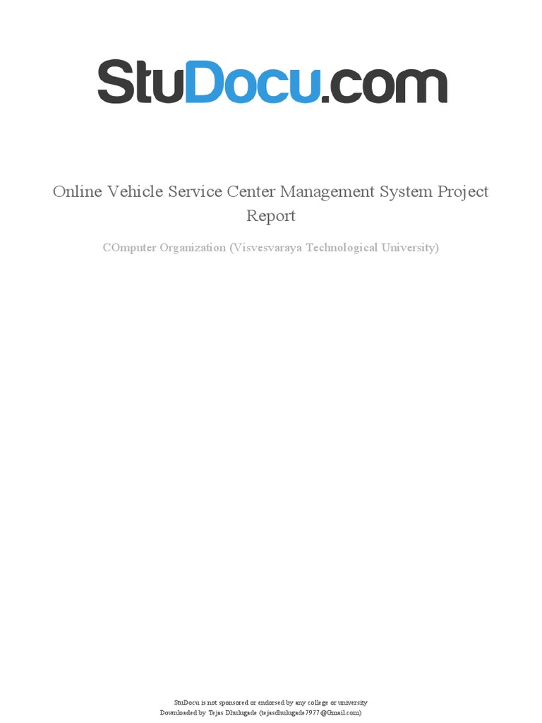 Online Vehicle Service Center Management System Project Report | PDF ...