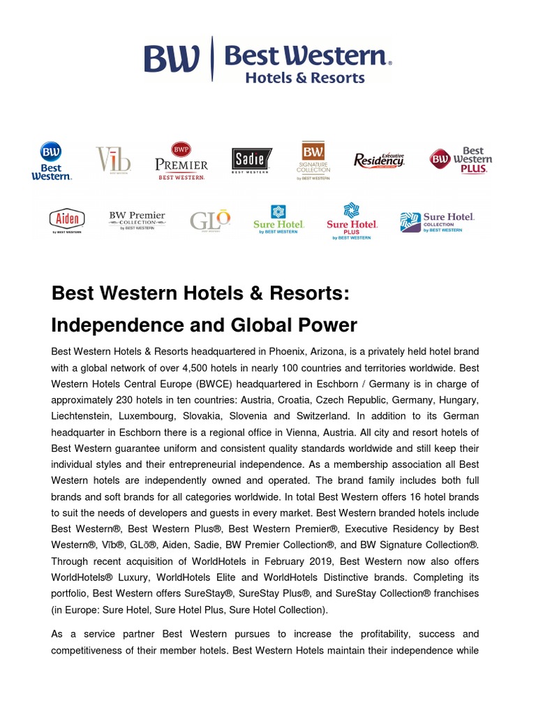 BestWestern Company Profile EN 2019 Short | PDF | Hotel | Brand