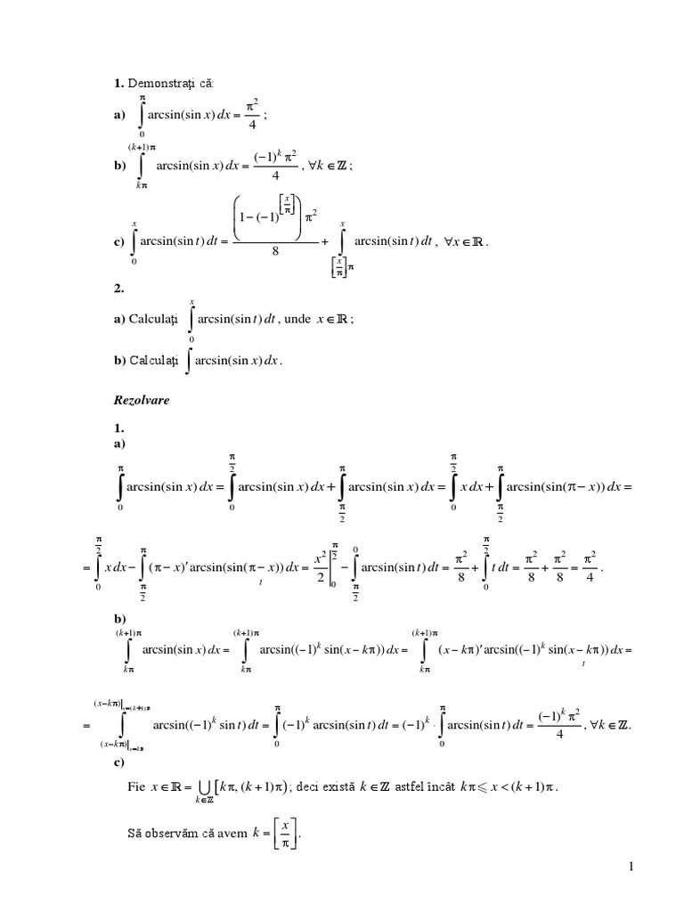 Integrala Nedefinita Din Arcsin (Sinx) | PDF