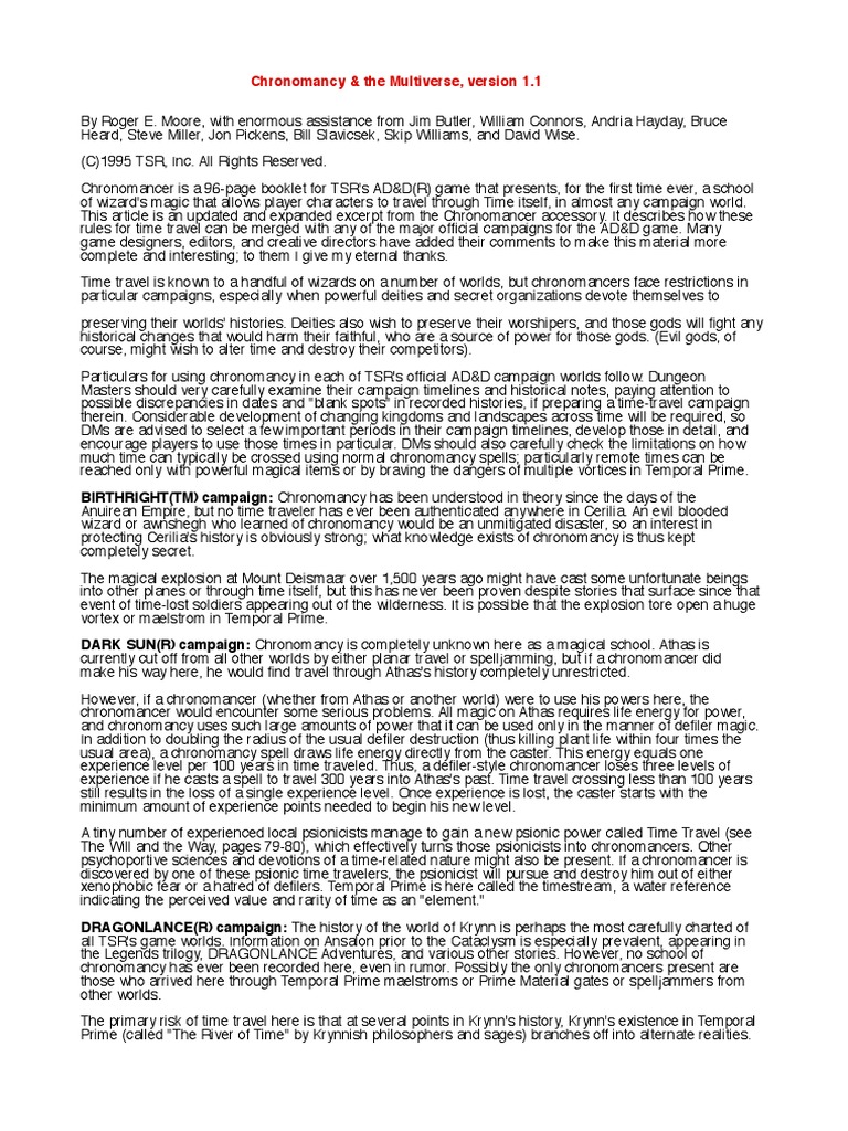Chronomancy & The Multiverse | PDF