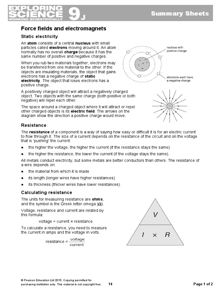 9j Summary Sheets | PDF | Electrical Resistance And Conductance ...