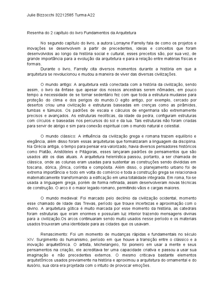 Resenha sobre a evolução da arquitetura ao longo da história ...