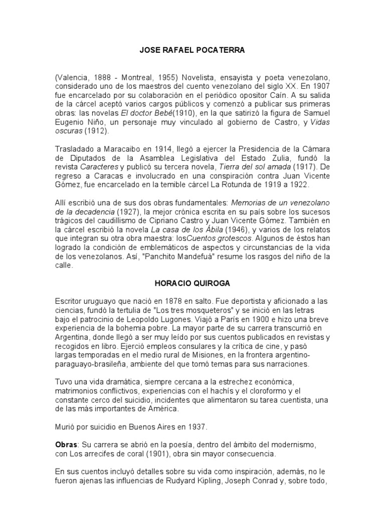 Vida y obra de José Rafael Pocaterra | PDF