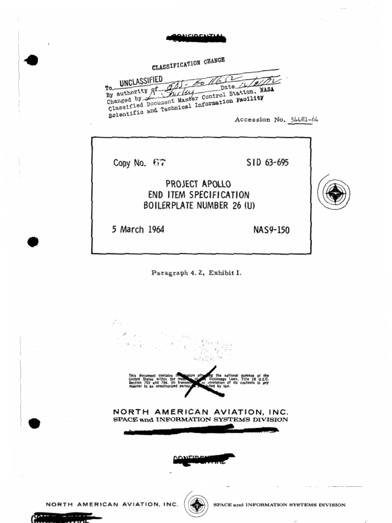 Apollo Boilerplate Spec No. 26 | PDF | Apollo Command/Service Module ...