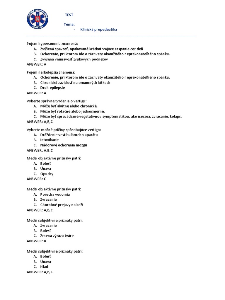 Klinicka Propedeutika | PDF