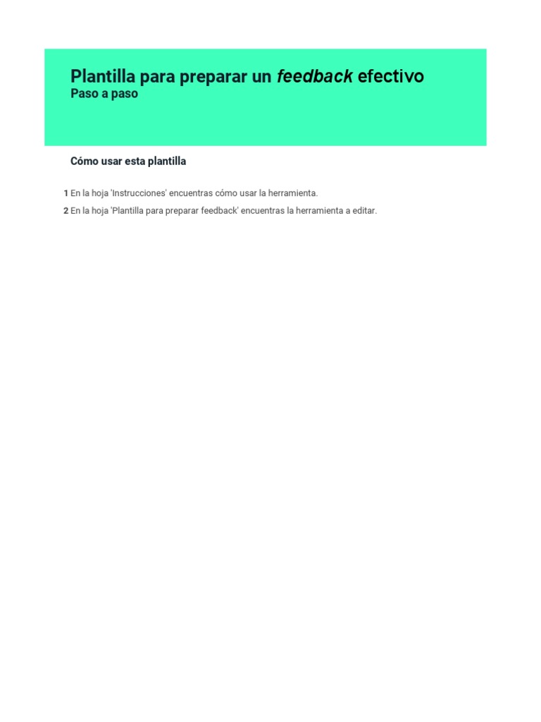 Plantilla para Feedback Laboral Efectivo | PDF | Realimentación ...