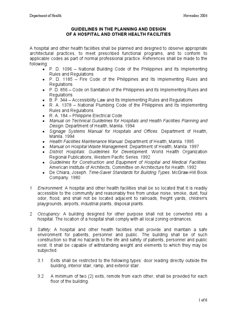 Hospital Planning and Design Guidelines | PDF | Hospital | Sanitation