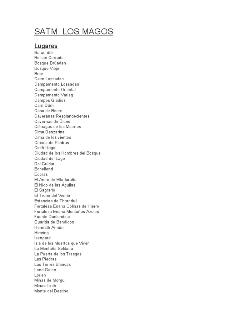 Lista Satm | PDF | Mundos de fantasía | Novelas de alta fantasía