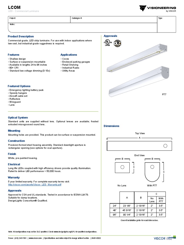 LCOM Spec Sheet | Download Free PDF | Light Emitting Diode | Electromagnetism