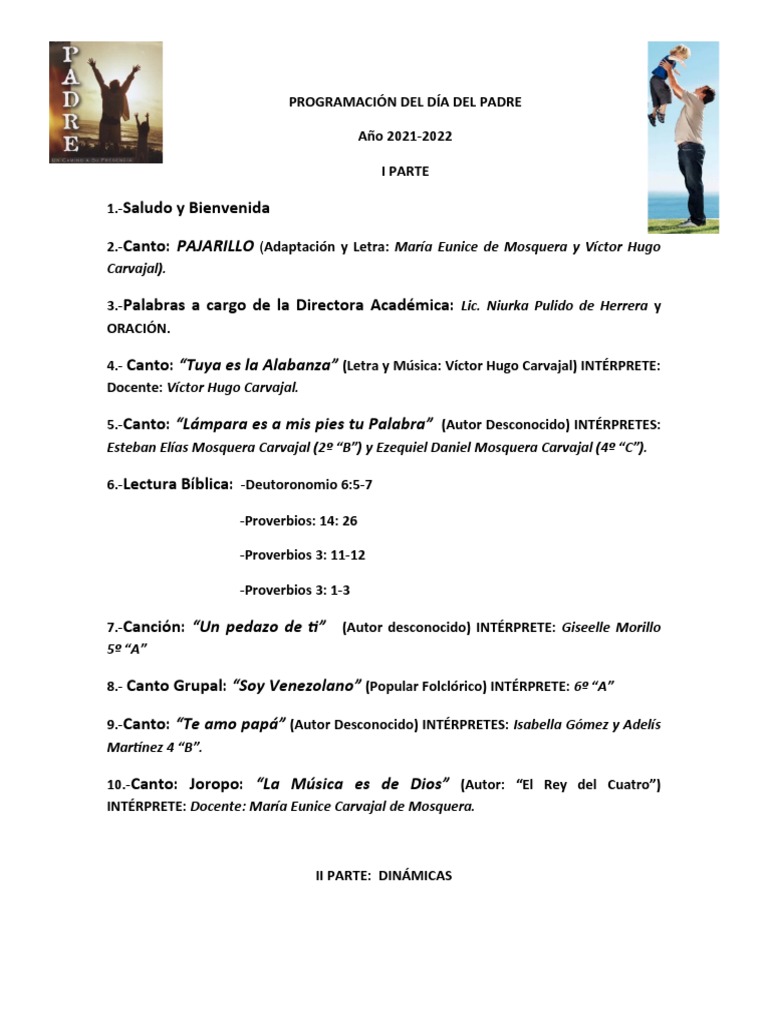 Programación Del Día Del Padre | PDF