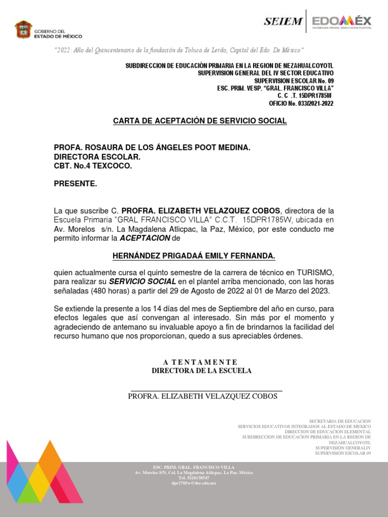 Carta De Aceptacion Cbt 4 Removed Pdf