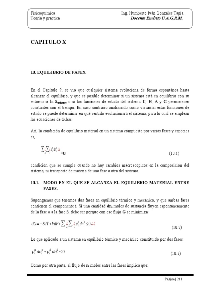 Capitulo X - Corregido Equilibrio de Fases | PDF | Fase (materia) | Vapor