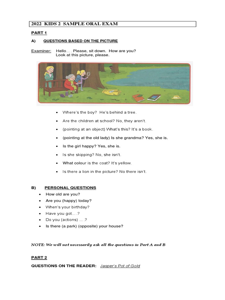 Kids 2 Sample Oral Exam | PDF