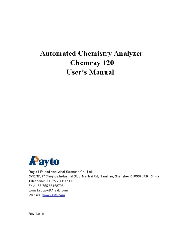 Chemray 120 User Manual V1.01e | PDF