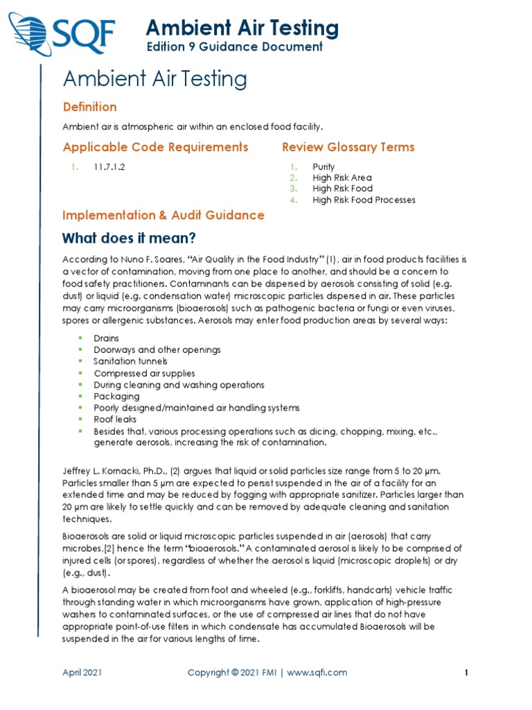Ambient Air Testing Guidance Document | PDF | Particulates | Aerosol
