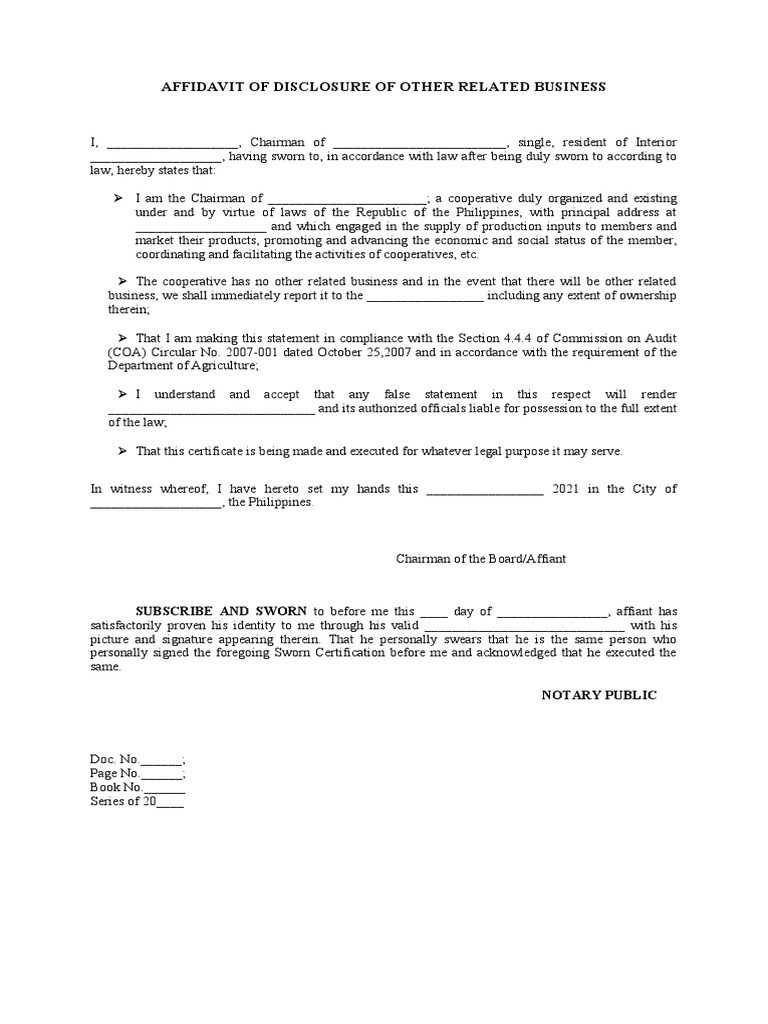 Affidavit of Business Disclosure | PDF