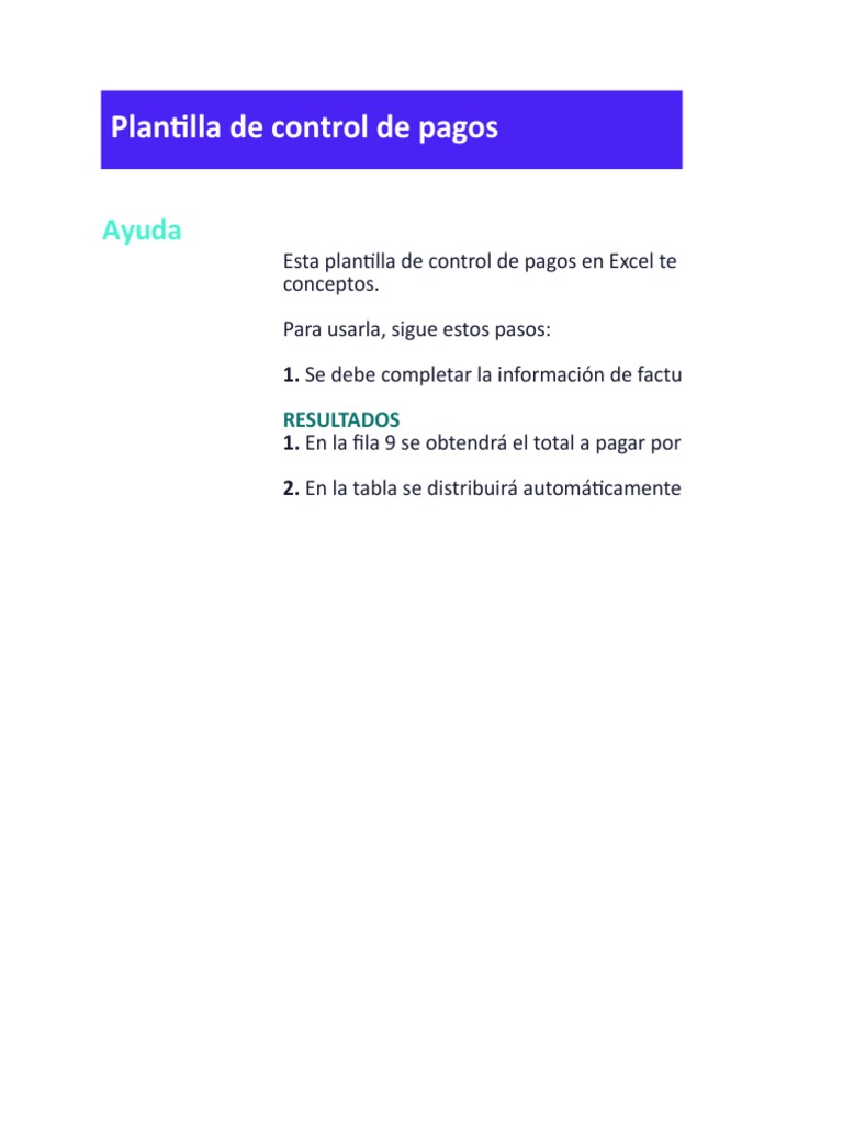 Plantilla de Control de Pagos en Excel | PDF