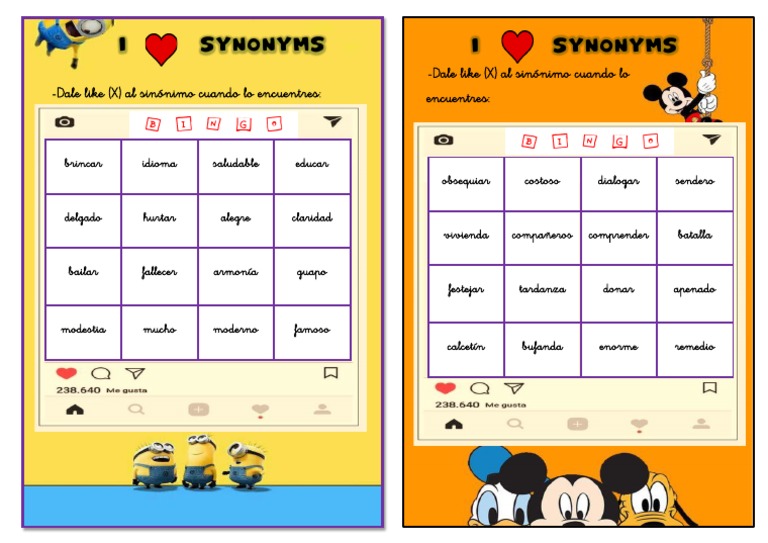 BINGO Sinónimos | PDF