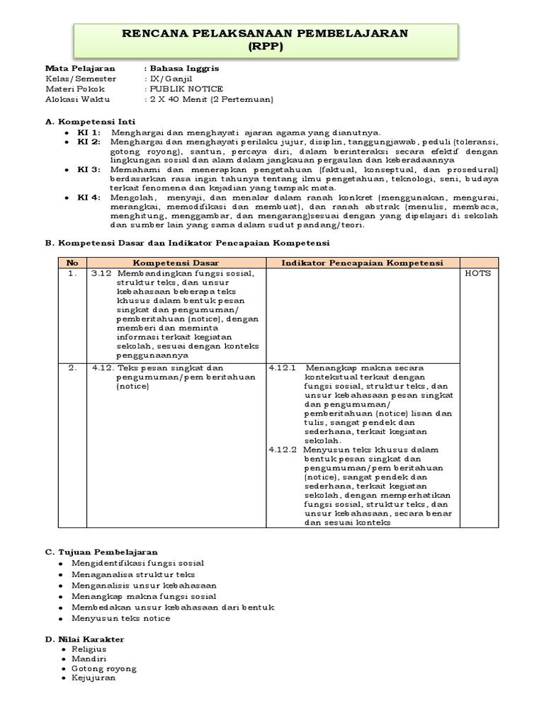 Materi Publik Notice Kelas IX Bahasa Inggris | PDF | Seni & Disiplin ...