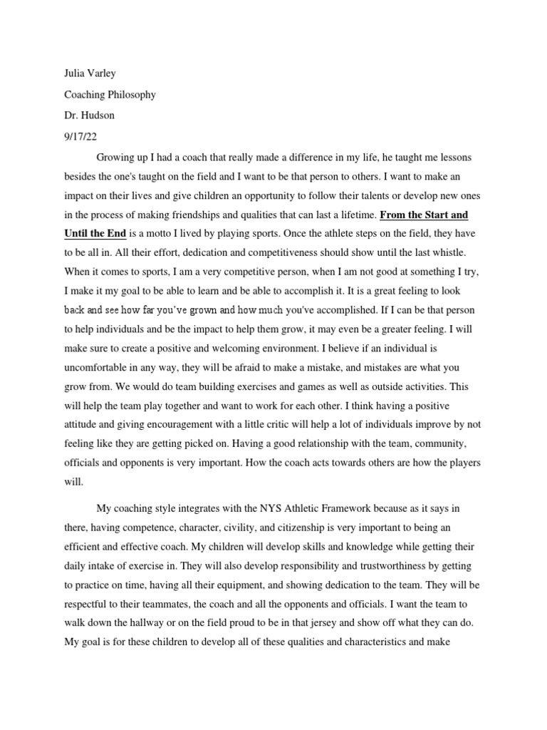 Coaching Philosophy | PDF | Learning | Cognitive Science