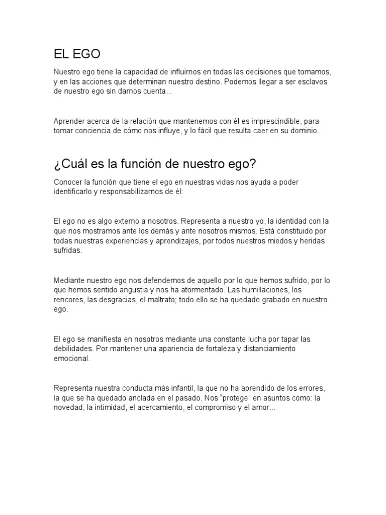El Ego | PDF | Amor | Yo