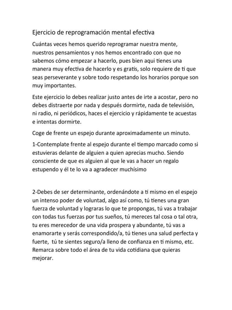 Ejercicio de Reprogramación Mental Efectiva | PDF