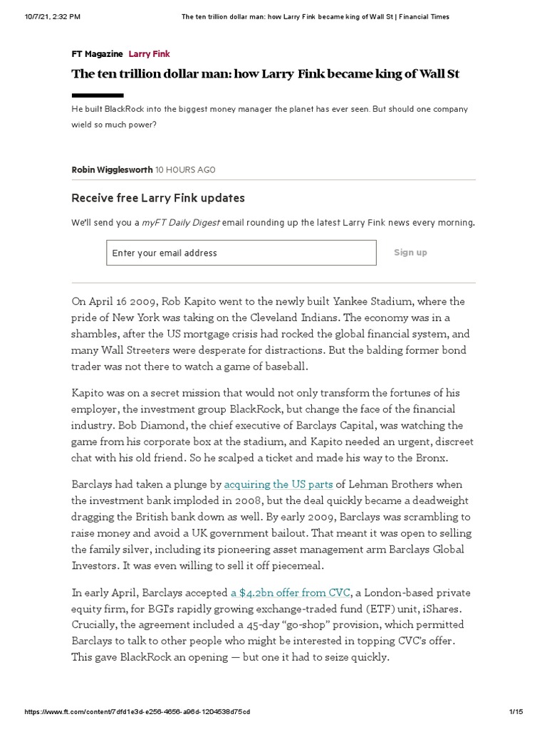 The Ten Trillion Dollar Man | PDF | Black Rock | Barclays