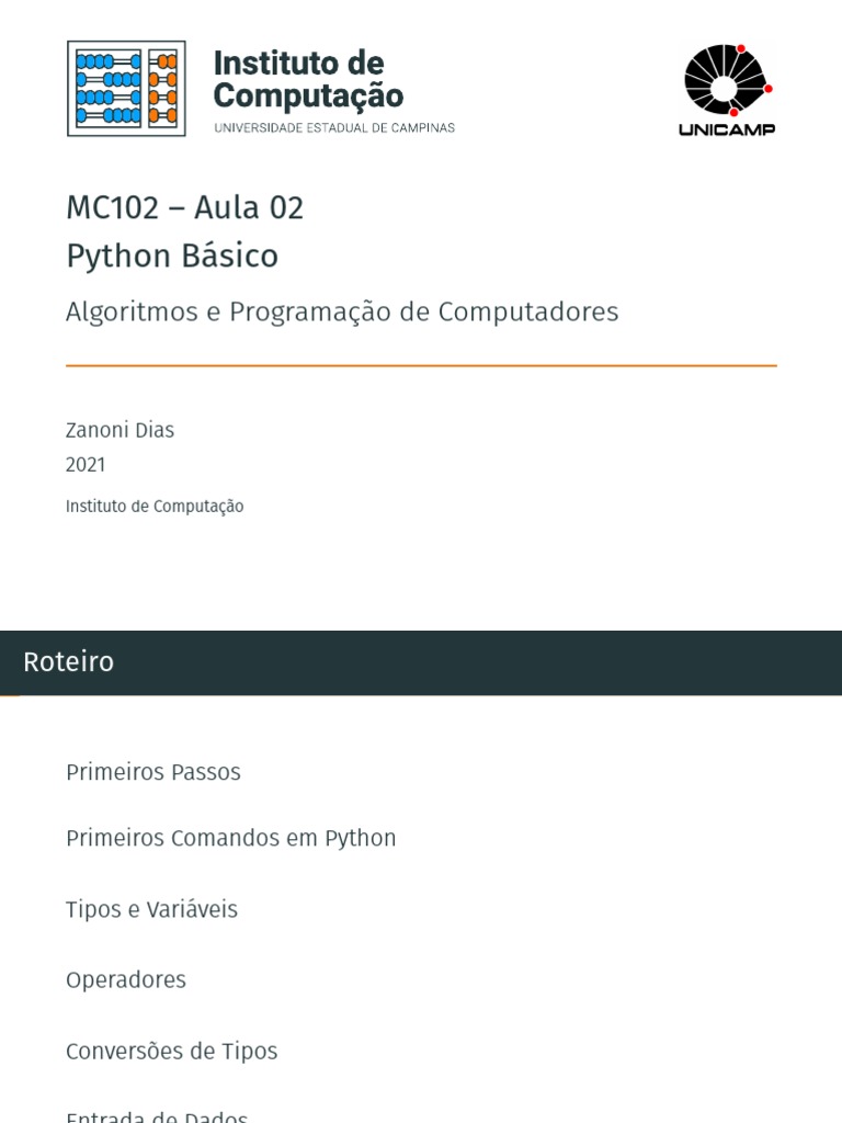 Aula02 - PYTHON | PDF | Python (linguagem de programação) | Caixa alta ...