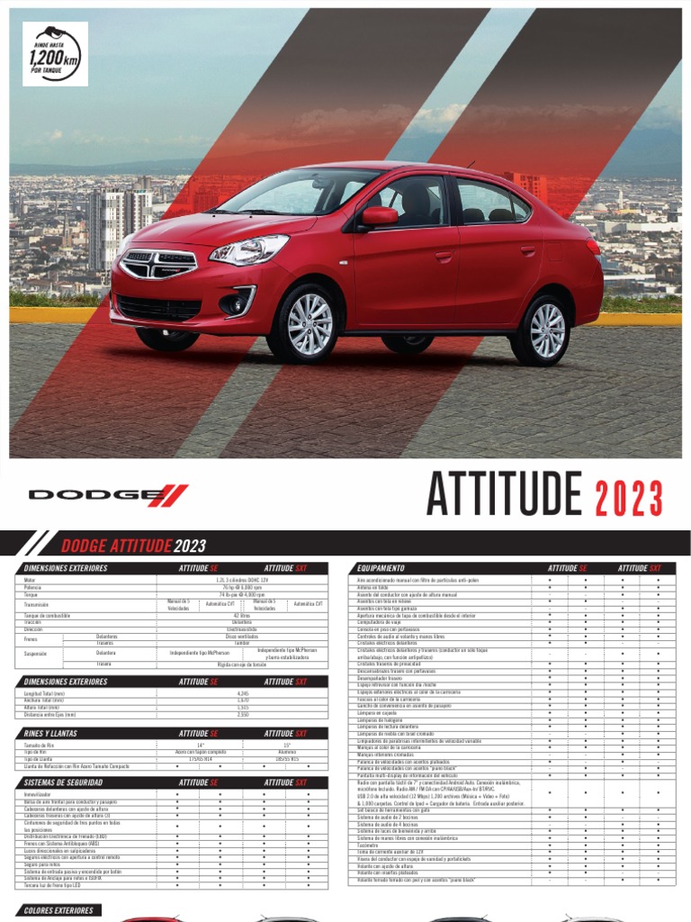 Dodge Attitude 2023 Ficha Tecnica | PDF | Sistema de freno antibloqueo | Industria automotriz