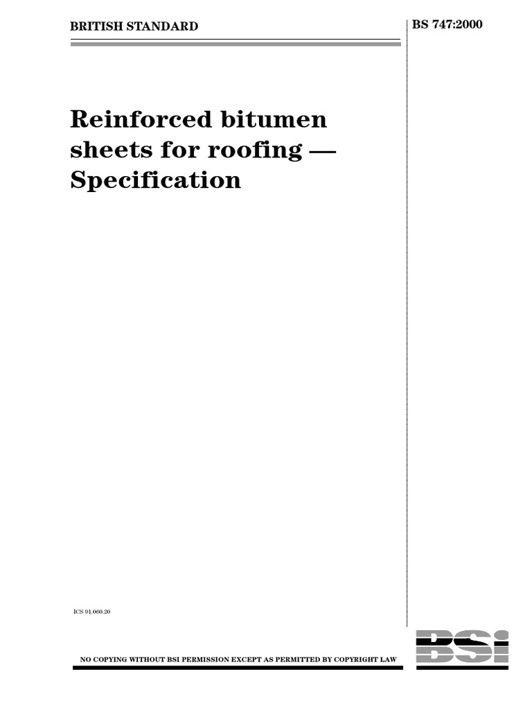 BS 747-2000 Reinforced Bitumen Sheets For Roofing | PDF | Asphalt | Glasses
