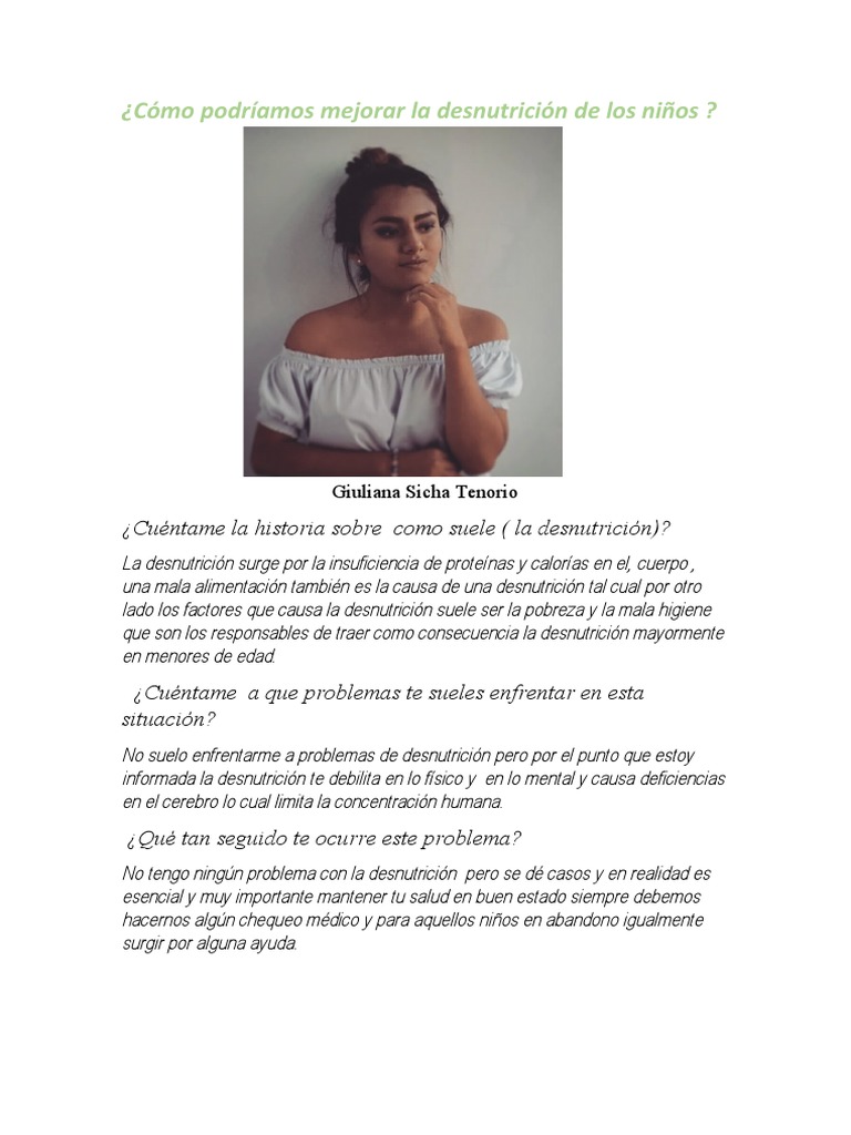 Entrevista de La Desnutrición | PDF | Salud y bienestar