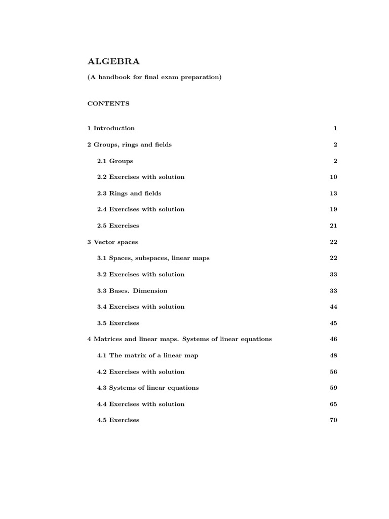 Algebra Handbook | PDF | Ring (Mathematics) | Group (Mathematics)