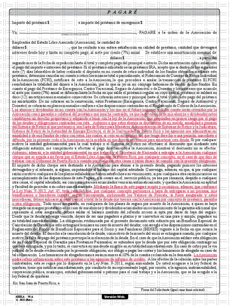 AEELA - 50.a (4-2022 Rev.) Pagaré (Internet) | PDF | Crédito | Finanzas ...
